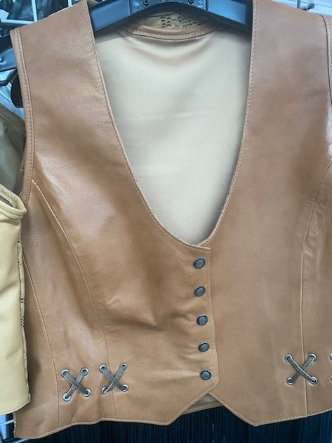 #23116X - Ladies' Leather & Laser Cut Vest – Bristol Leather